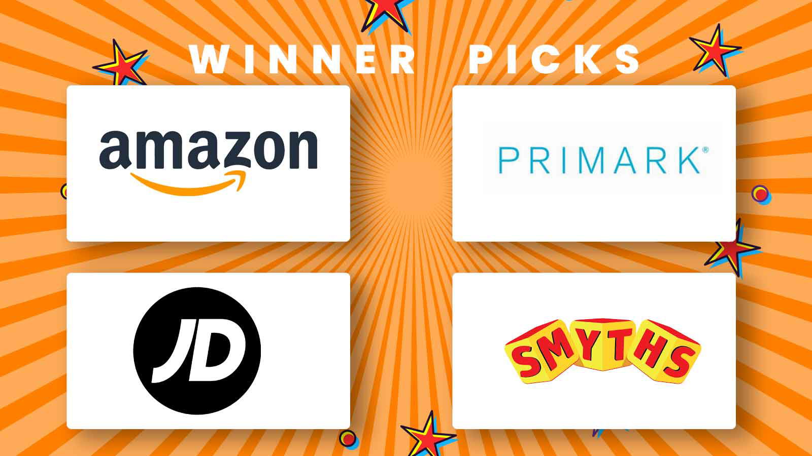 WINNERS CHOICE £250 AMAZON OR SMYTHS OR JD OR PRIMARK GIFT CARD ...
