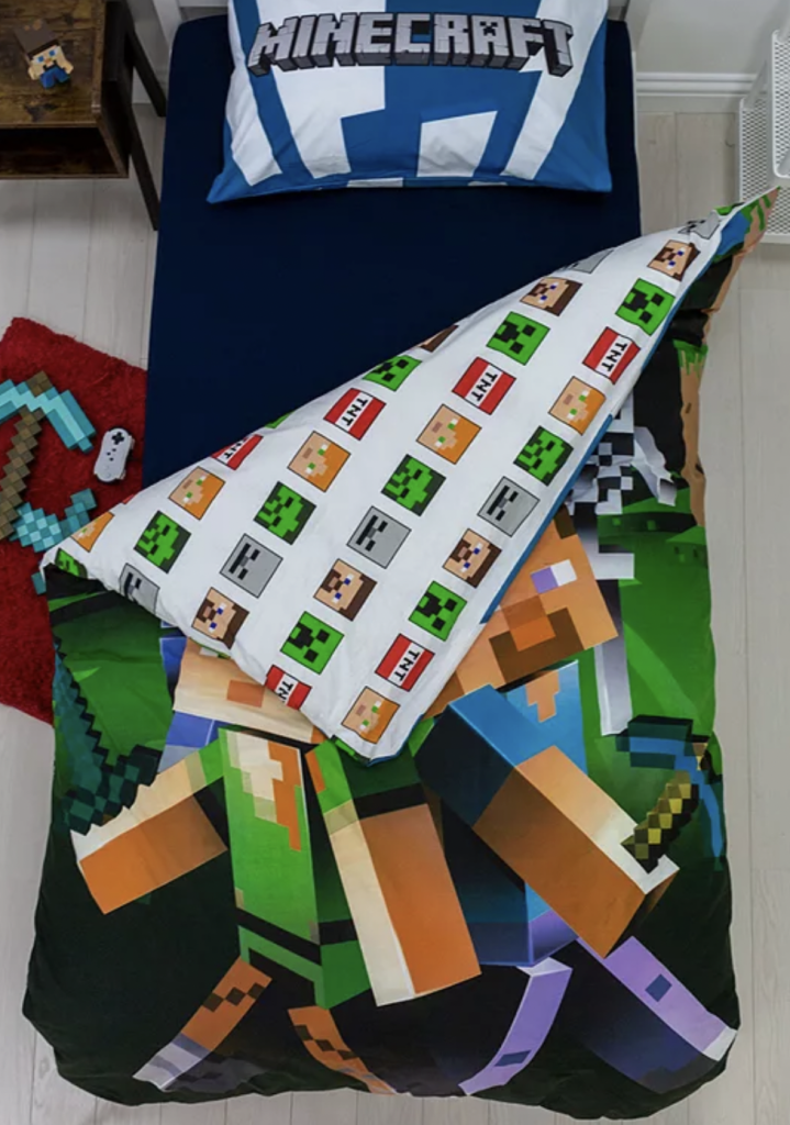 AUTO WIN- Minecraft Reversible Duvet Cover and Pillowcase Set, Single ...