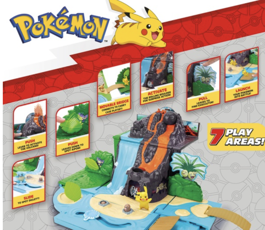 Pokémon 30cm Carry Case Volcano Playset & Pokémon 5cm Battle Figure 8 ...