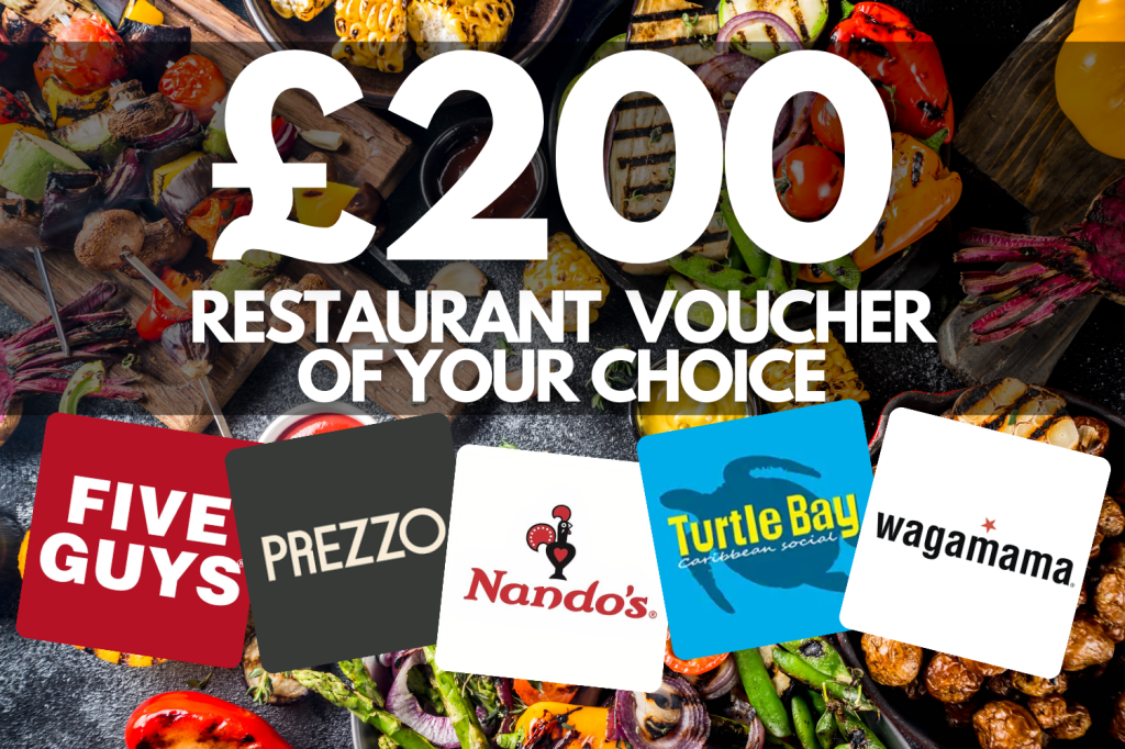 £200 RESTAURANT VOUCHER OF YOUR CHOICE 13/05 – Competition Fox