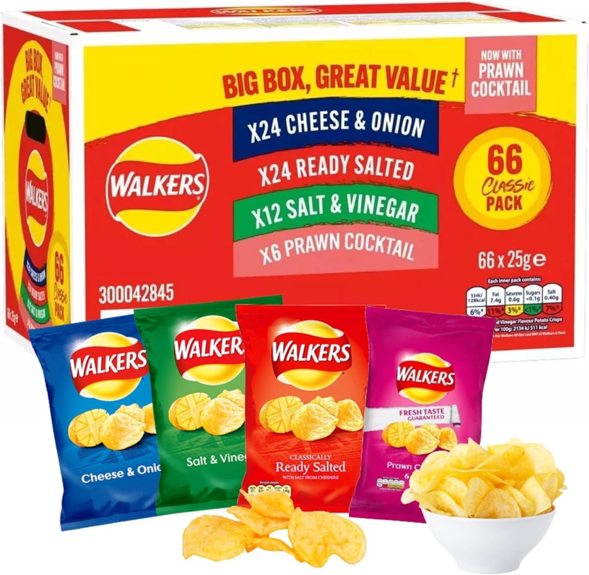力Giant Crisps Multipack Snack Box – Pack of 66 x 25g Assorted Classic ...
