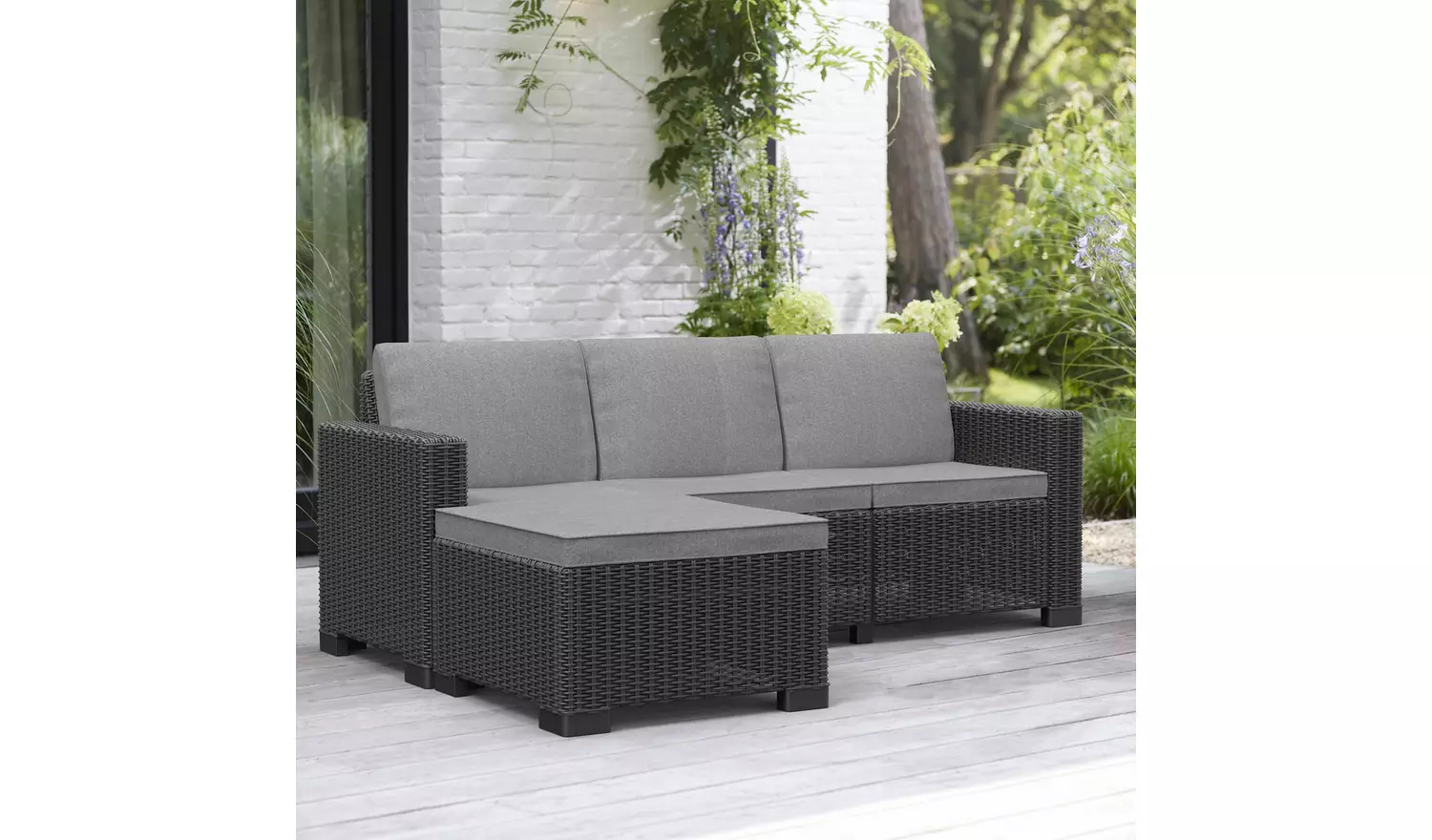 Keter California 3 Seater Mini Garden Corner Sofa Set – Grey-AUTO WIN ...