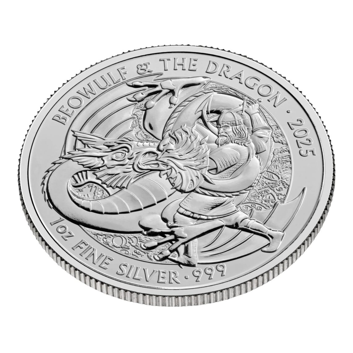 Beowulf and the Dragon 2025 1oz Silver Bullion Coin AUTO WIN ...