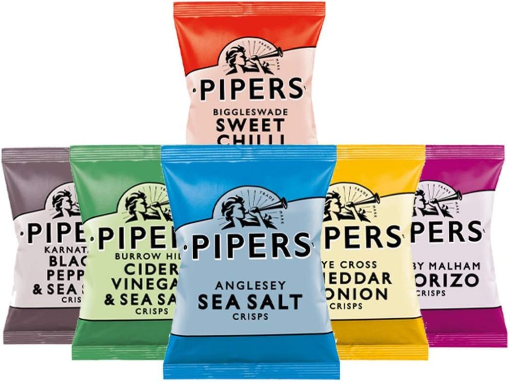 力Pipers Crisps Mixed Variety Snack Box (24 x 40g Pack) – Salted, Salt ...