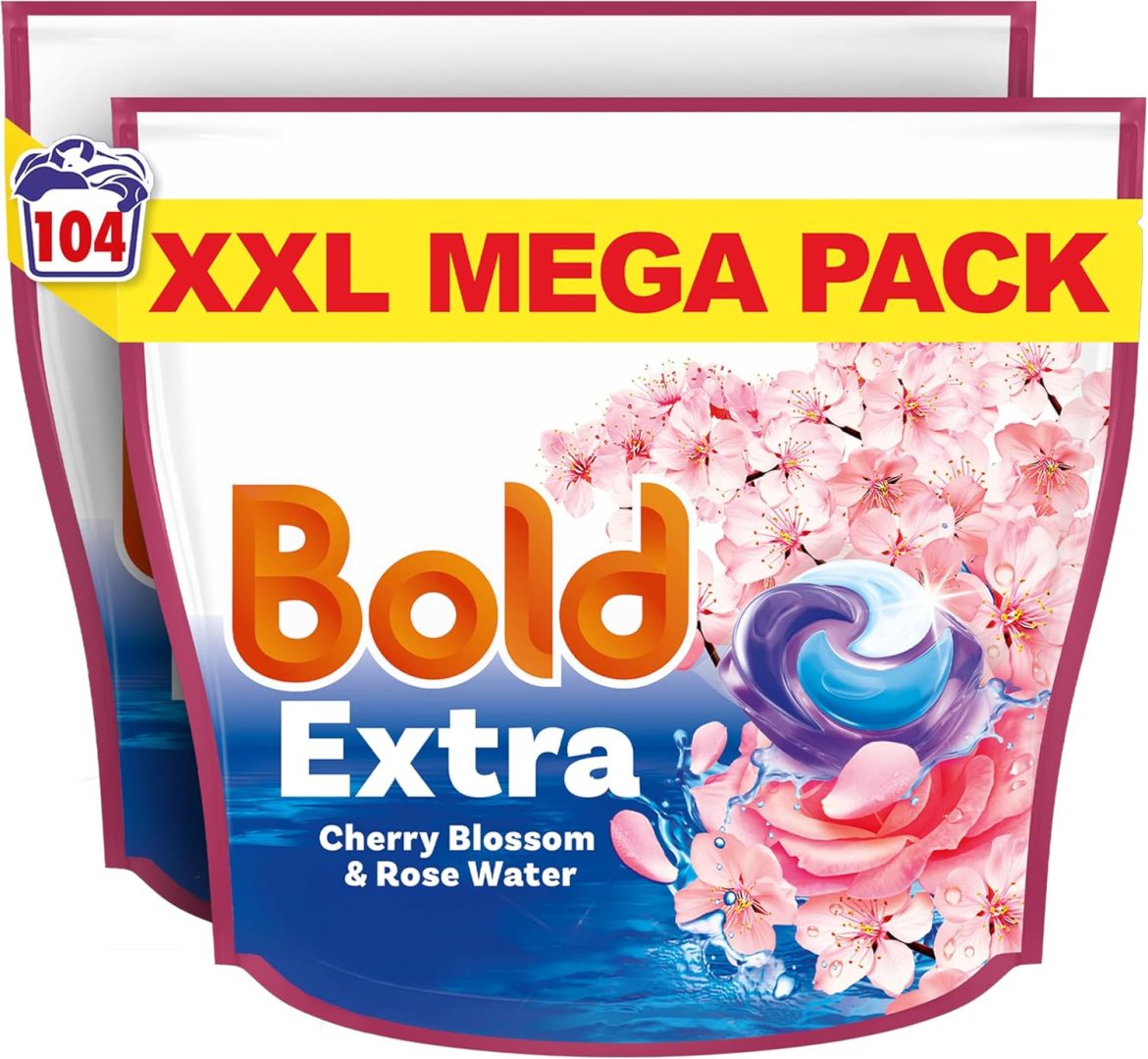 Bold EXTRA PODS Washing Liquid Laundry Detergent Capsules 104 Washes ...