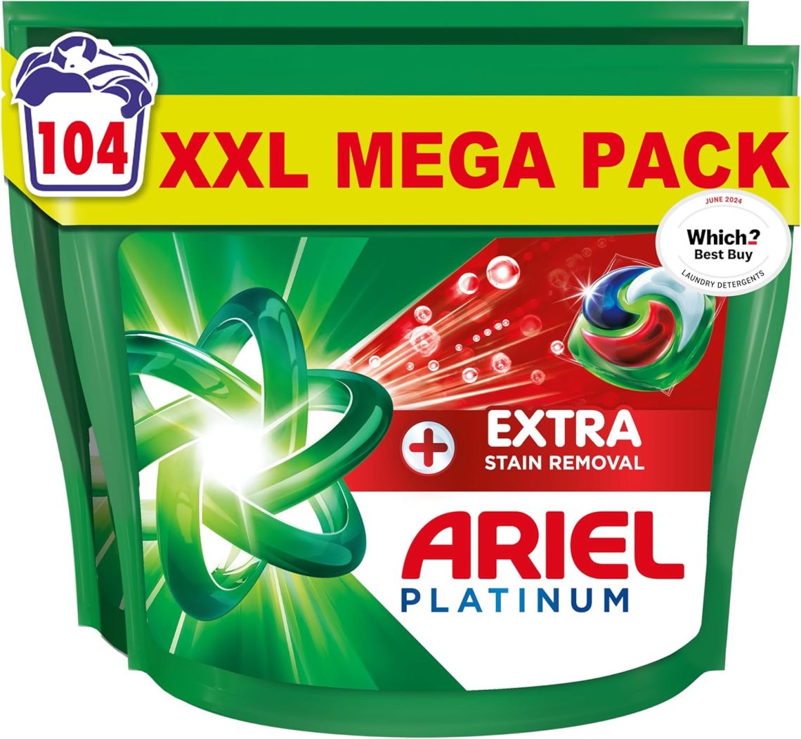 Ariel Platinum PODS® Laundry Detergent Capsules, 104 Washes (52 x 2 ...