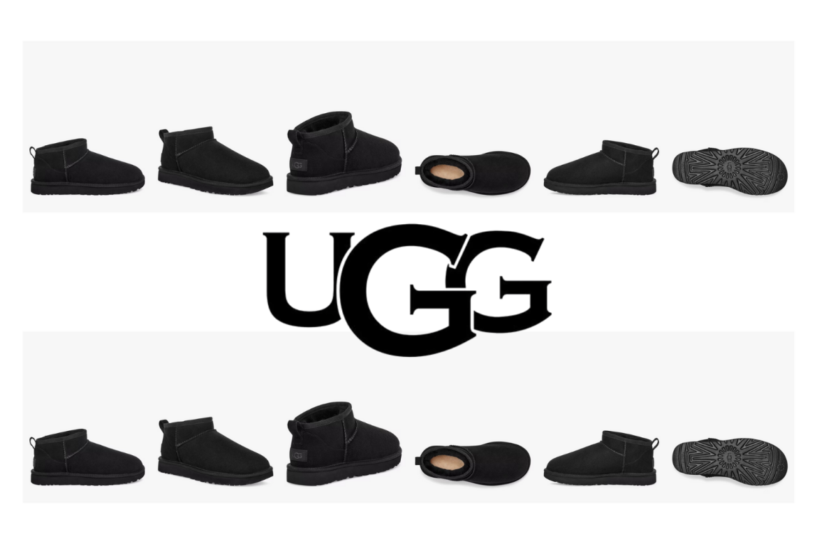 UGG Classic Ultra Mini Sheepskin and Suede Ankle Boots, Black-AUTO WIN ...